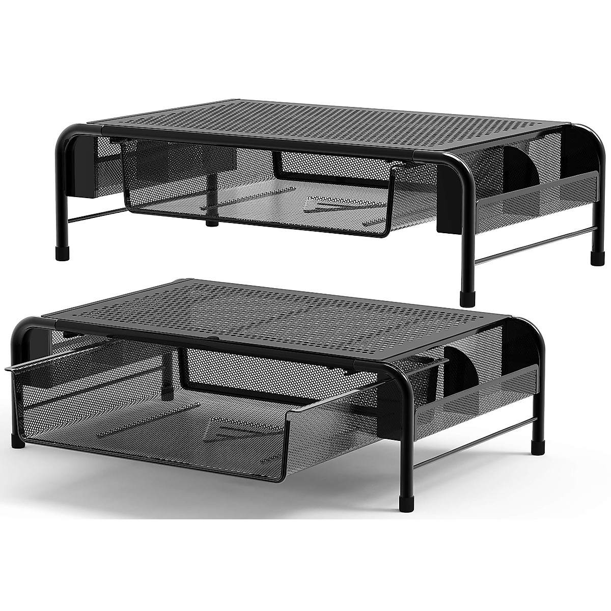 Simple Houseware 2PK Metal Desk Monitor Stand Riser with Organizer Drawer