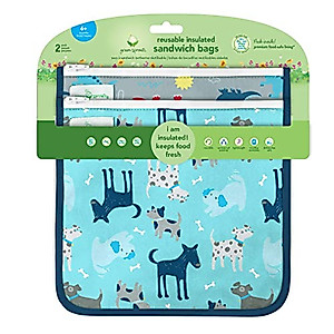 green sprouts Reusable Insulated Sandwich Bags (2 Pack) | Holds Food, Utensils, Wipes & More | Keeps Food Fresh | Food-Safe, Waterproof, Easy-Clean Material