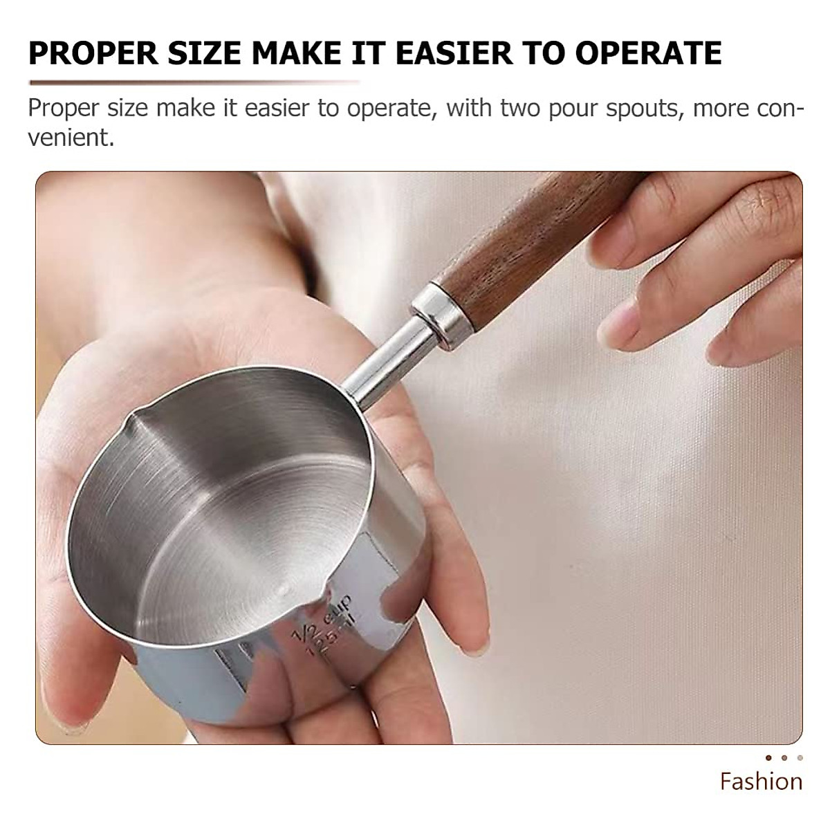 125ML Saucepan Stainless Steel Sauce Pot Double Spout Oil Pan Milk Warming Pot Frothing Pitcher Dishwasher Safe for Home Kitchen Cookware