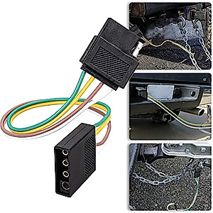 AUTOMAJOR 4 Pin Trailer Light Wire Harness Extension 1ft - 18AWG Cooper Core Wire with Male and Female PVC Plug - Replacement for All Types Trailer Boat RV Track Snowmobile Watercraft