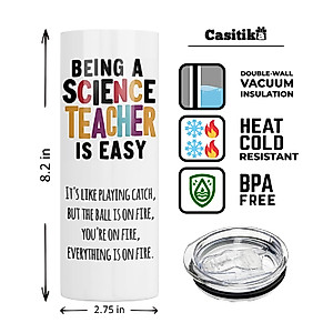 Casitika Science Teacher Appreciation Gifts. 20 Oz Skinny Tumbler For Teachers. End Of Year Teacher Gifts For Women. Gift Idea For Birthday Or As A Thank You. (Science)