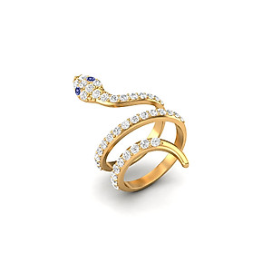 MOONEYE 925 Sterling Silver Snake Ring for Women Vintage Wrap Rings with Natural Tanzanite & White Topaz Engagement Ring Cobra Snake Rings (Gold Vermeil, 9)
