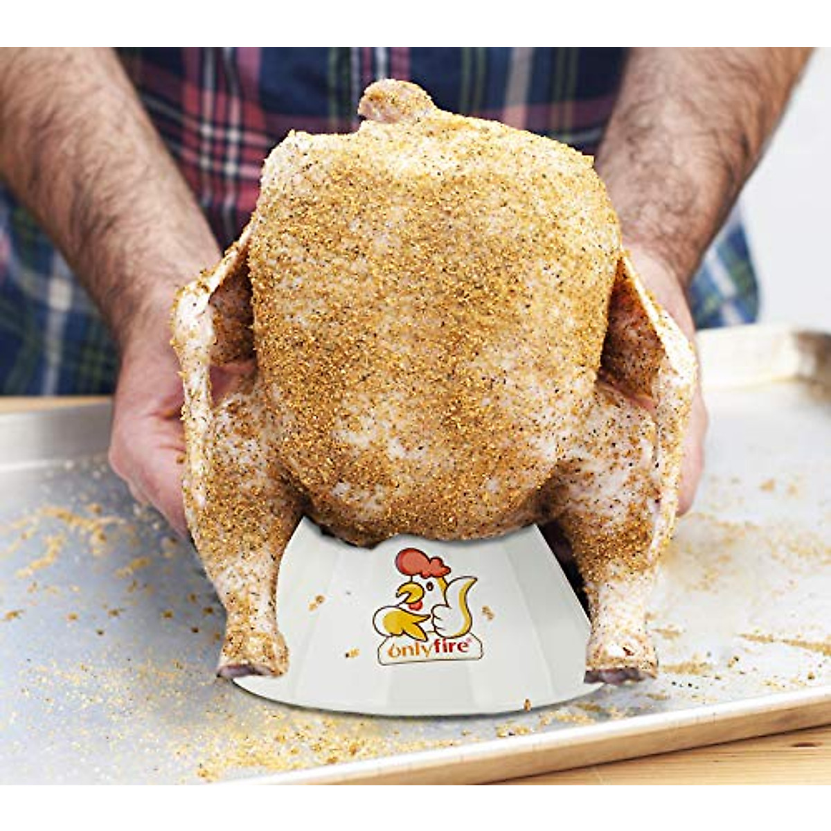 only fire Ceramic Beer Can Chicken Roaster Vertical Poultry Chicken Cooking BBQ Accessories Great for Grill, Oven or Smoker