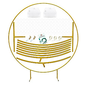 LANGXUN Large Size 7.2ft Gold Metal Round Balloon Arch kit Decoration, for Birthday Party Decoration, Wedding Decoration, Graduation Decorations and Baby Shower Photo Background 2023 Upgrade Model