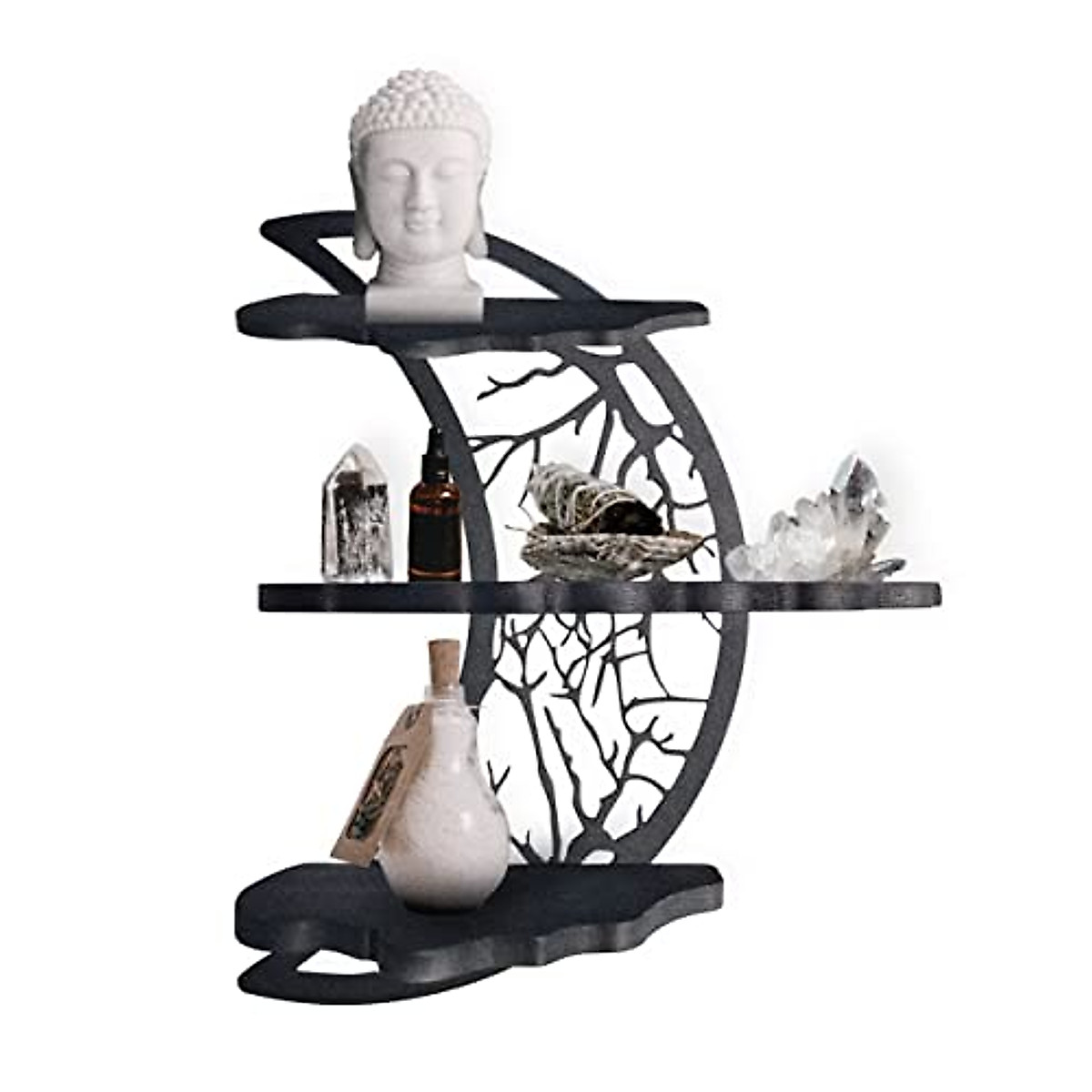 Crescent Moon Shelf for Crystals, Goth Shelf for Gothic Wall Decor, Moon Decor for Bedroom; Moon Wall Shelf; Moon Crystal Shelf; Witchy Home Decor