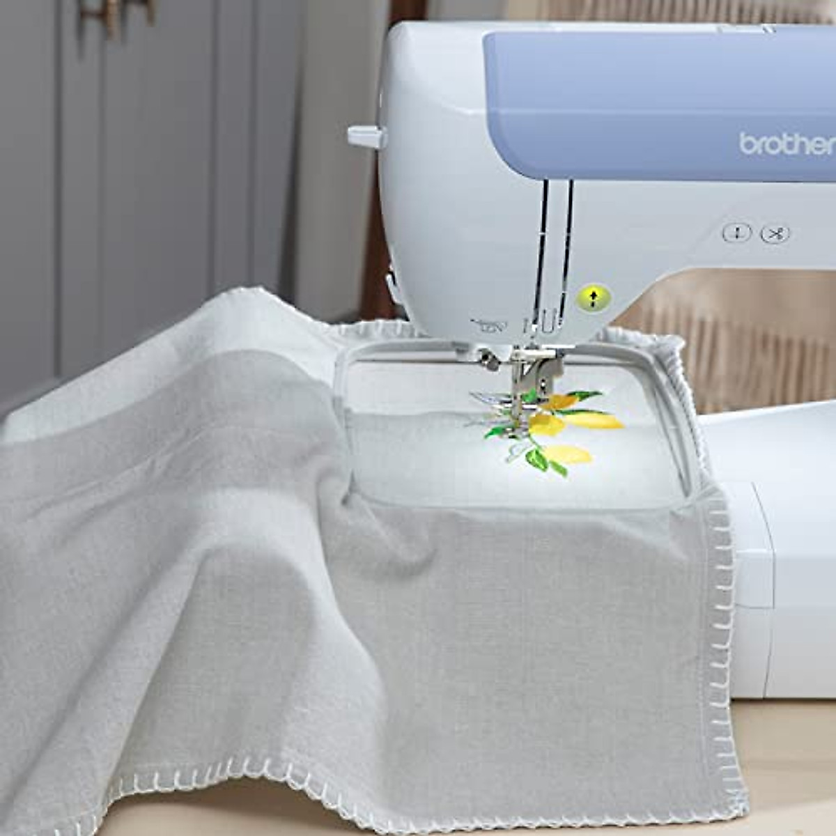 Brother New Model PE900 Embroidery Machine, Wireless LAN Connected, 193 Built-in Designs, 5" x 7" Hoop Area, Large 3.7" LCD Touchscreen, USB Port, 13 Font Styles, White