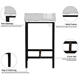 AWQM 3-Piece Dining Table and Chairs Set for Small Space, Bar Set with 1 Square Table and 2 Round Stools, Coffee Table Set for 2, Breakfast Table with Footrest and for Home & Kitchen (White)