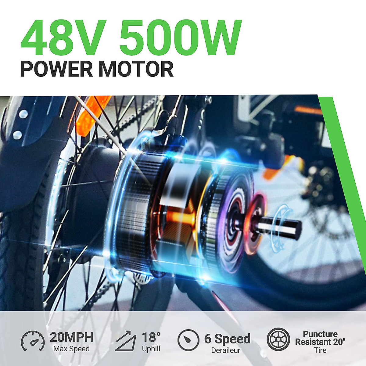 GoPower™ GoCity Electric Bike | Adult Folding Bike, Weighs Only 46lbs | 50+ Mile Range w/ 5 Pedal-Assist Levels | 20mph Top Speed - Removable Battery | Class 1 and 2 eBike