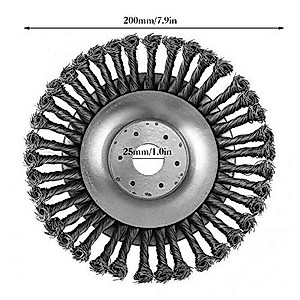 YUET 8'' Strimmer Head Garden Trimmer Wire Brush Cutter Solid Steel Wheel Weed Blade Razors Snow Plough Rope Mower Replacement for String Trimmers, Gardening Lawnmower, Moss Grass Rust Removal 8 Inch