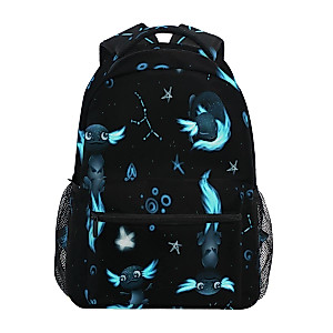 Glaphy Black Axolotl Stars Backpack for Boys Girls Kids, Laptop Book Bag Lightweight Travel Hiking Camping Daypack