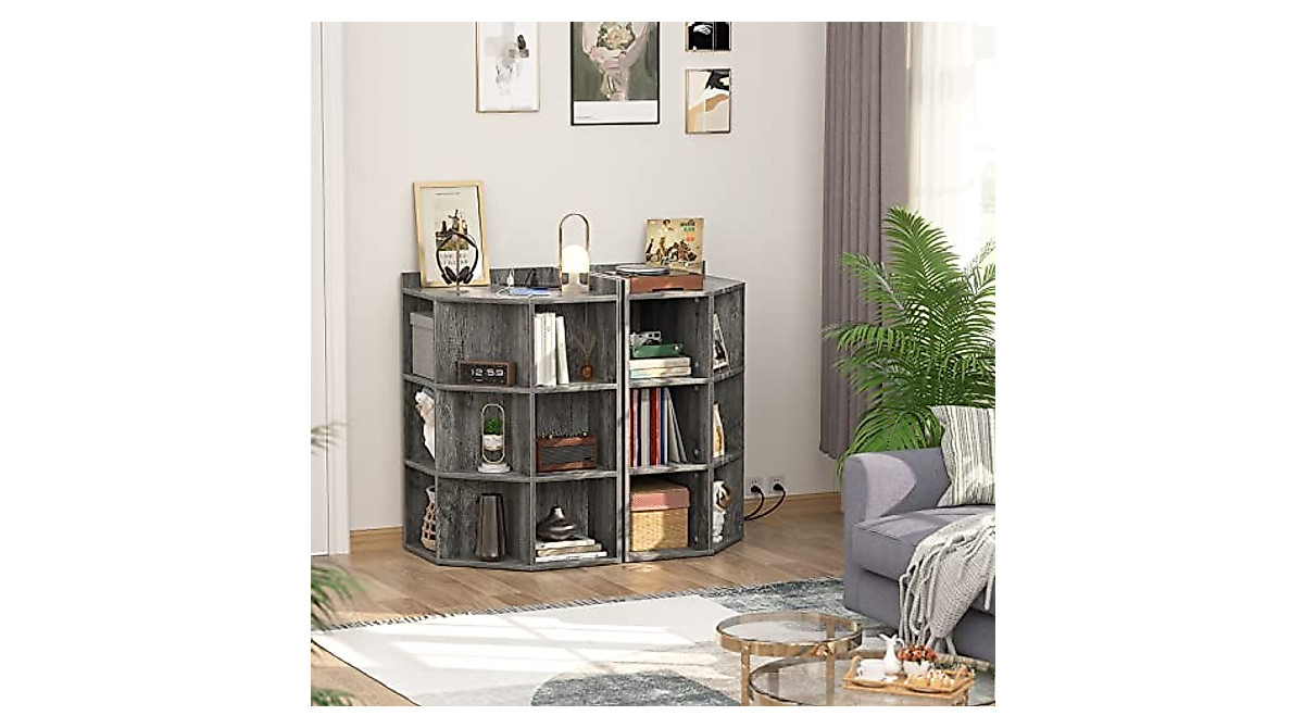 Aheaplus Corner Cabinet with USB Ports - Space-Saving Storage