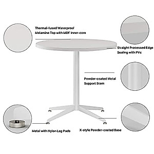 SENGLIDA White Dining Table Round Small Office Table Conference Table Coffee Meeting Table for Office Boardroom Kitchen Living Room Waterproof Desktop Easy Assembly 31.5 inch