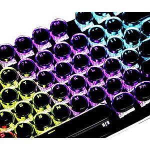 Creation Core ONLY KEYCAPS Retro Typewriter Style ABS Backlit Keycaps for Mechanical Keyboards for Gaming Keyboard(104-Key Crystal Black)