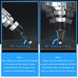 Dry Diamond Drill Bits Set 5 PCs for Granite Ceramic Marble Tile Stone Glass Hard Materials (not for Wood), Round Shank 1/4, 5/16, 3/8, 1/2 inch with Storage Case