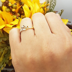 Dazzlingrock Collection 0.10 Carat (ctw) 10K White & Round Diamond Promise Two Tone Ring 1/10 CT, Yellow Gold, Size 7