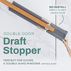 Home Intuition 36 inch Twin Door Draft Stopper for Bottom of Doors Weather Stripping, Grey, 2 Pack