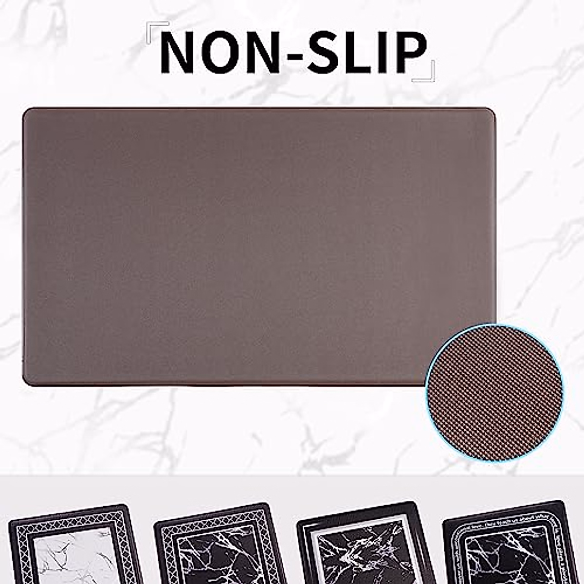 ASPMIZ Marble Kitchen Rugs Non Slip, Silver White Marble Kitchen Mats Cushioned Anti Fatigue, PVC Waterproof Leather Kitchen Rug Modern, Floor Comfort Mat for Kitchen Sink, 18'' x 30'' + 18'' x 48 ''