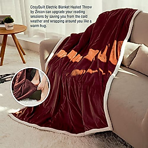 Electric Blanket Heated Throw Flannel & Sherpa Reversible With Foot Pocket Fast Heating Blanket 50" x 60", ETL Certification with 3 Heating Levels & 4 Hours Auto Off Home Office Use & Machine Washable