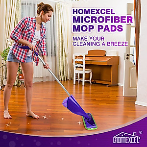 HOMEXCEL Microfiber Mop Pads Compatible with Swiffer Wet Jet,Reusable Machine Washable Swiffer WetJet Mop Pad Refills,Mop Head Replacements for Multi Surface Wet & Dry Cleaning,Pack of 2