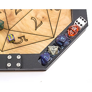 C4Labs Octagon Dice Tray~Octagon-Wood with Laser Etched D20 Design for Gaming