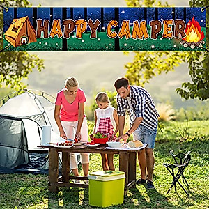 Camping Party Decorations Happy Camper Banner, Camping Theme Birthday Party Supplies for Boy Girl, Camp Adventure Baby Shower Indoor Outdoor Party Decor