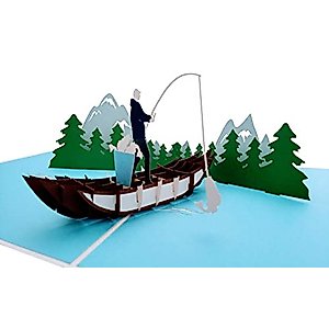 iGifts And Cards Awesome Fishing Pop Up Greeting Card - Friendship, Retirement, Happy Birthday, Father’s Day, Dad, Husband, Adventure, Get Well, Boss, Mountain Fishing Card, Card for Fisherman