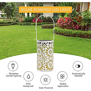 Tencoz Solar Lantern Outdoor, Solar Lantern Waterproof Garden LED Solar Light, Solar Metal Lantern Hanging Lights Moroccan Solar Decorative Lantern for Garden, Patio, Yard and Table