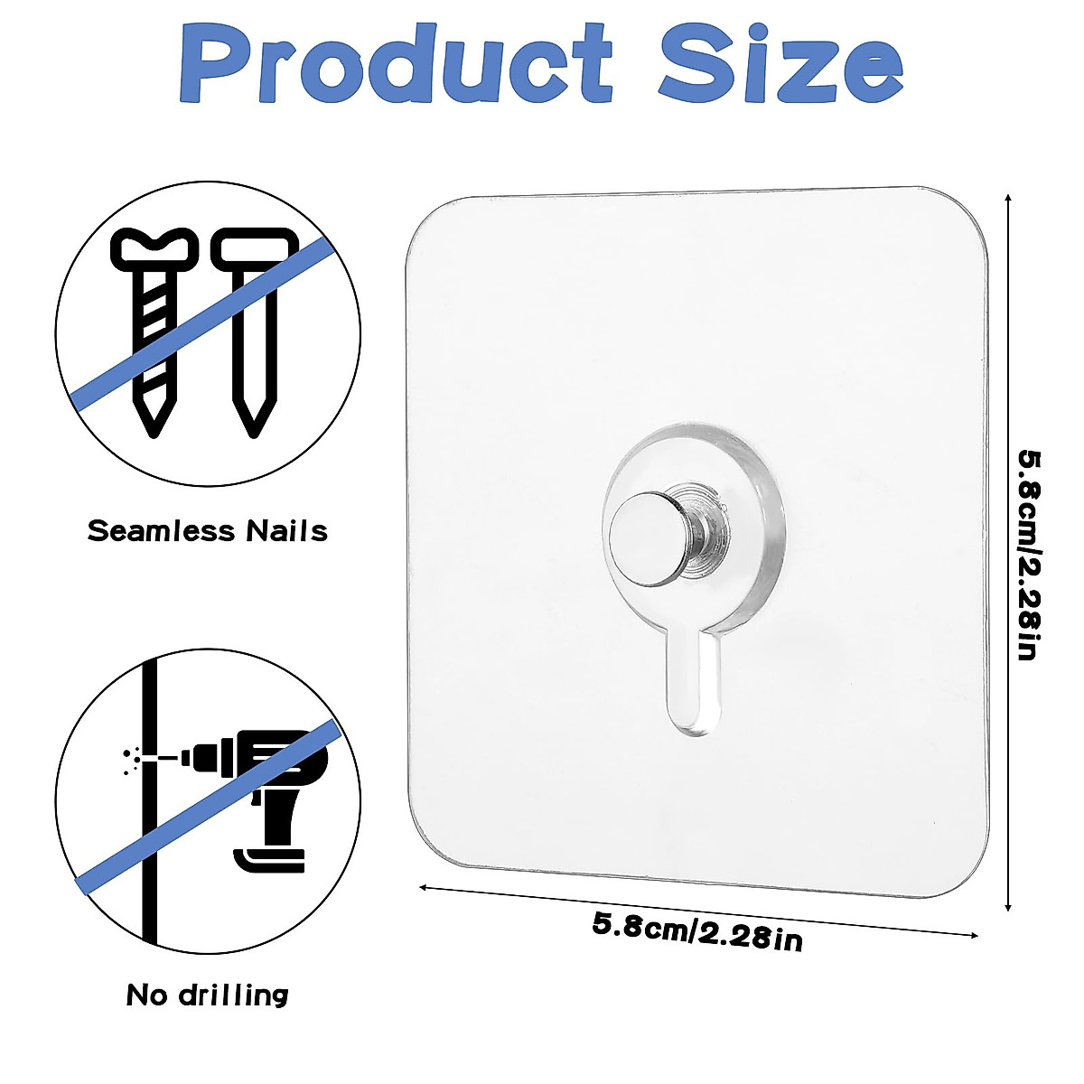 20Pcs Heavy Duty Adhesive Hooks Picture Hangers Without Nails Waterproof Single Nail Free Wall Hangers Reusable Screw Free Sticker No Damage Wall Hooks Hanging for Kitchen Bathroom Home Office Key