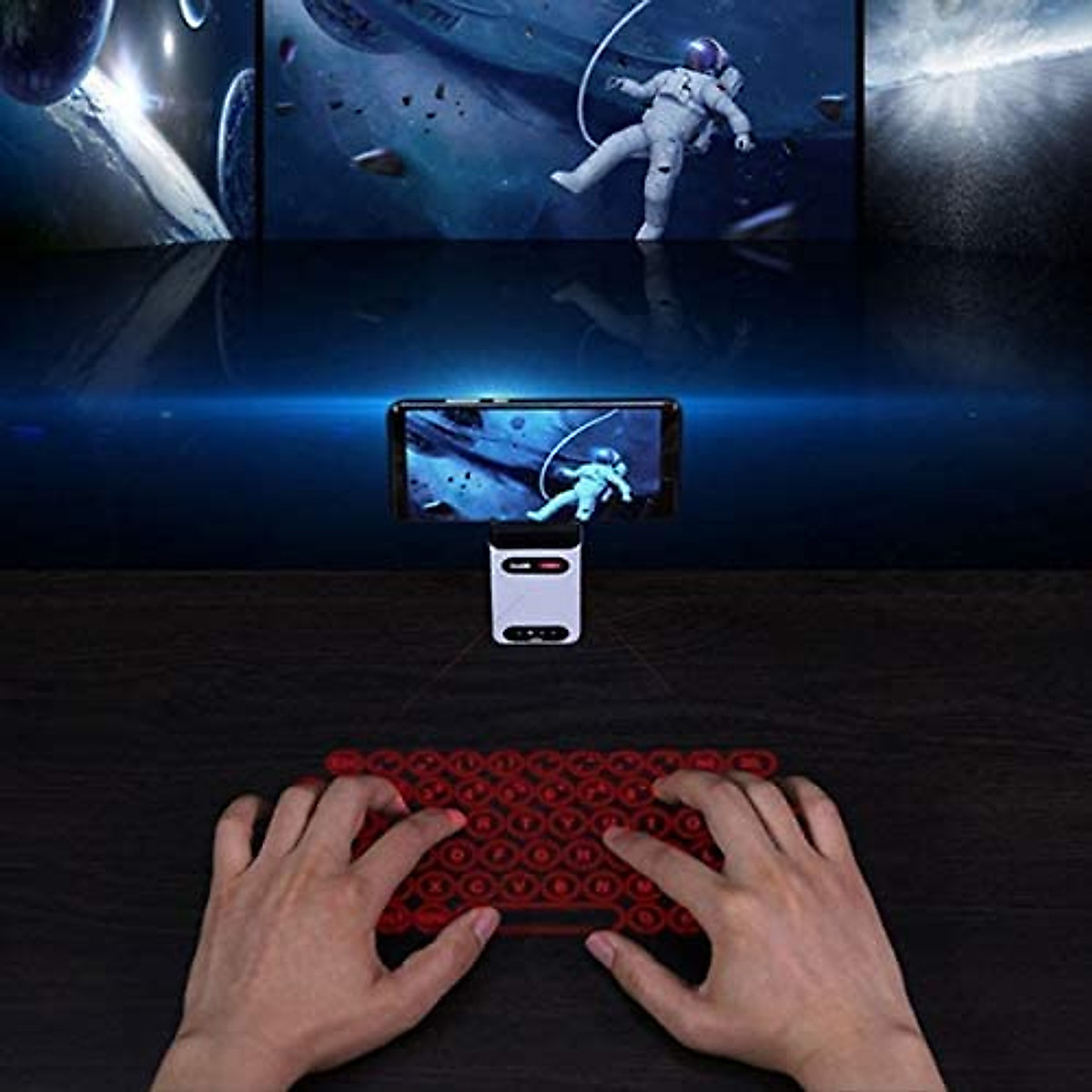 Heartbeat Laser Projection Keyboard, Bluetooth Virtual Keyboard with Keyboard/Mouse/Mobile Power/Mobile Bracket, Wireless Wired Connection Keyboard for Windows/iOS/Android