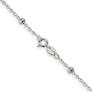 IceCarats 925 Sterling Silver 1.3mm Beaded Ball Chain Necklace 18 inch