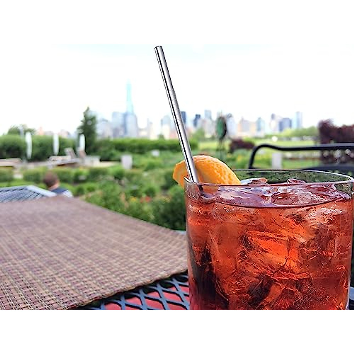 Cocktail Straws Short Small Mini Straw Reusable Metal Stainless Steel Bar Drinking Straws Set with Cleaner Brush for Cocktails Rock Gin Glass Coffee Wine Mason Jar Tumblers Fruit Juice, Silver 8 Pcs