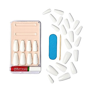 KISS Gel Fantasy Collection Sculpted Fake Nails Manicure Set, True Color', with Nail File and Glue & 28 Glue-On Nails