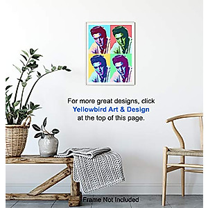 Elvis Poster - 8x10 Andy Warhol Pop Art Modern Wall Decor - Decoration for Bedroom, Living Room, Office - Cool Gift for Country Music, Nashville, Graceland Fans - UNFRAMED Print