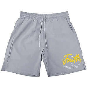 Men's Faith Is Confidence F272 Military Green Athletic Nylon Running Workout Shorts 2X-Large