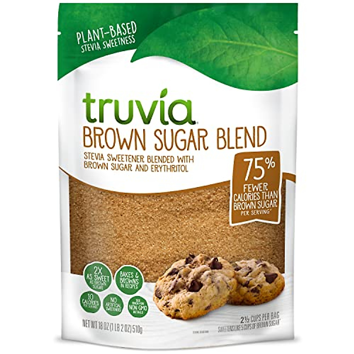 Truvia Brown Sugar Blend, Mix of Natural Stevia Sweetener and Brown Sugar, 18 oz Bag