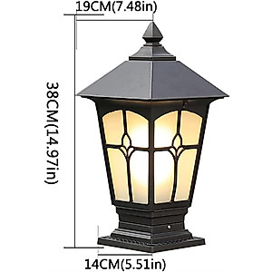SANBDDLYY Outdoor Waterproof Post Lanterns Cast Aluminum PC Pillar Light Villa Lighting E27 European Traditional Vintage Pillar Lamp Home Door Street Lamps Landscape Courtyard Lights