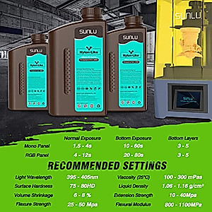 SUNLU 3D Printer Resin, Strong Durable Nylon Like 3D Resin for LCD DLP SLA Resin 3D Printers, 395-405nm UV Light Curing 3D Printing Liquid Photopolymer Resin, Good for Functional Parts, 1000g, Black