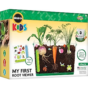 Miracle GRO My First Root Viewer- Decorate & Plant Your Own Garden - Stem Kit for Kids - Soil & Vegetable Seeds Included - Science Educational Teens Kids Gardening Set Age 6+, Multicolor