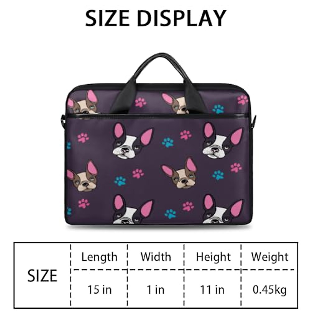 Dog Footprints Laptop Computer Bag Waterproof Shoulder Messenger Bag 13-15 inch Durable Laptop Tote Bag with Shoulder Strap Handle Lightweight Crossbody Briefcase
