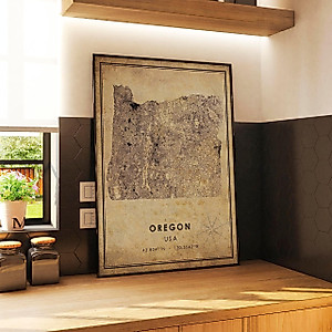 Oregon Vintage Map Print Oregon Map USA State Map Art Oregon City Road Map Poster Vintage Gift Map