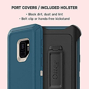OtterBox Defender Series Rugged Case & Belt Clip Holster for Samsung Galaxy S9 (ONLY) Non-Retail Packaging - Black - with Microbial Defense