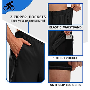 Men's Mountain Bike Shorts 3D Padded Loose-fit Biking Riding Cycling Bicycle Biker Cycle Padding Shorts for Men Zipper Pockets(Black,S)