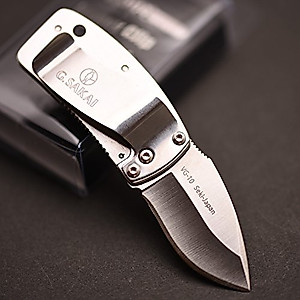 G.SAKAI Money Clip Folding Pocket Knife Amago-Fish-Art-Handle