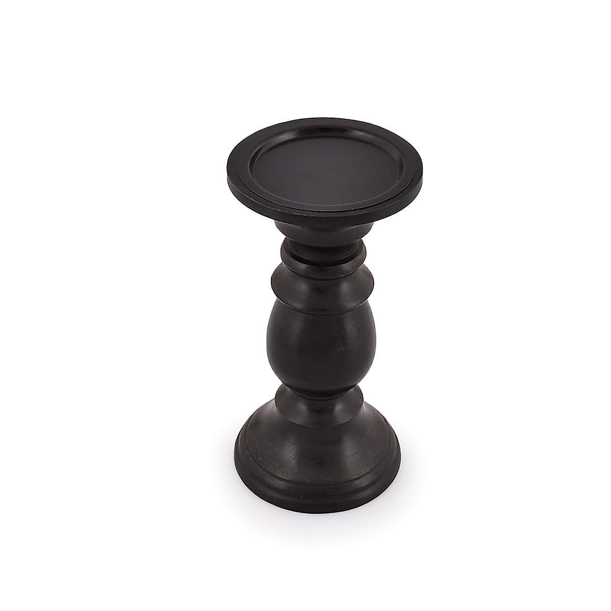 SAMHITA Set of 3 Farmhouse Mango Wood Candle Holders, in Black Finish for Table Centerpiece Candle for Any Room Decor