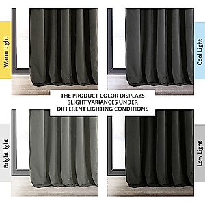 HPD Half Price Drapes Signature Blackout Velvet Curtains 96 Inches Long Heat & Full Light Blocking Blackout Curtain for Bedroom & Living Room (1 Panel), 50W x 96L, Gunmetal Grey