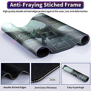 Playmat for OCG, Game Play Mat for TCG CCG 24 x 14 inch with Non-Slip Rubber Base and Stitched for Board Games and Table Magic, Green Dragon
