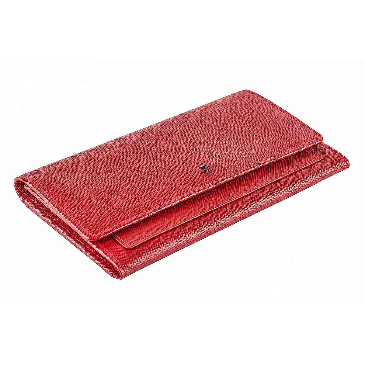Zinda Genuine Leathers Women’s Wallet Long Purse Flap Over RFID Protection (Red)