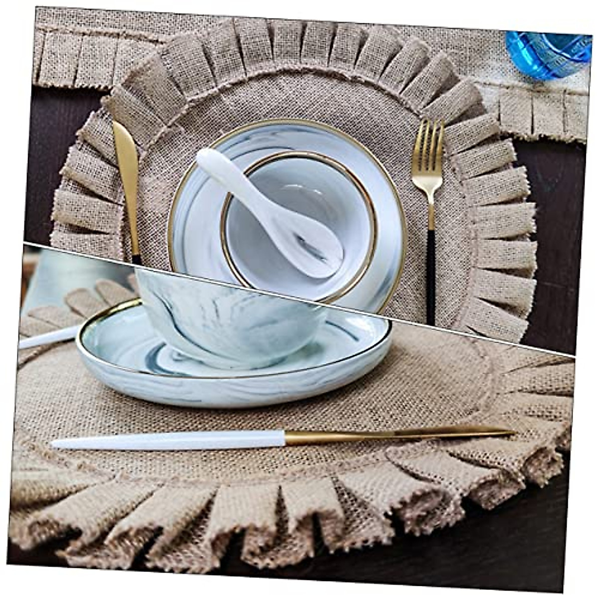 Cabilock 2pcs Braided Insulated Weave Style Woven Cotton Drinks Party Non- Dinner Placemat Decors Table for Rustic Non Coasters Adornments Wedding Placemats Dishes Retro Jute Dish Mats