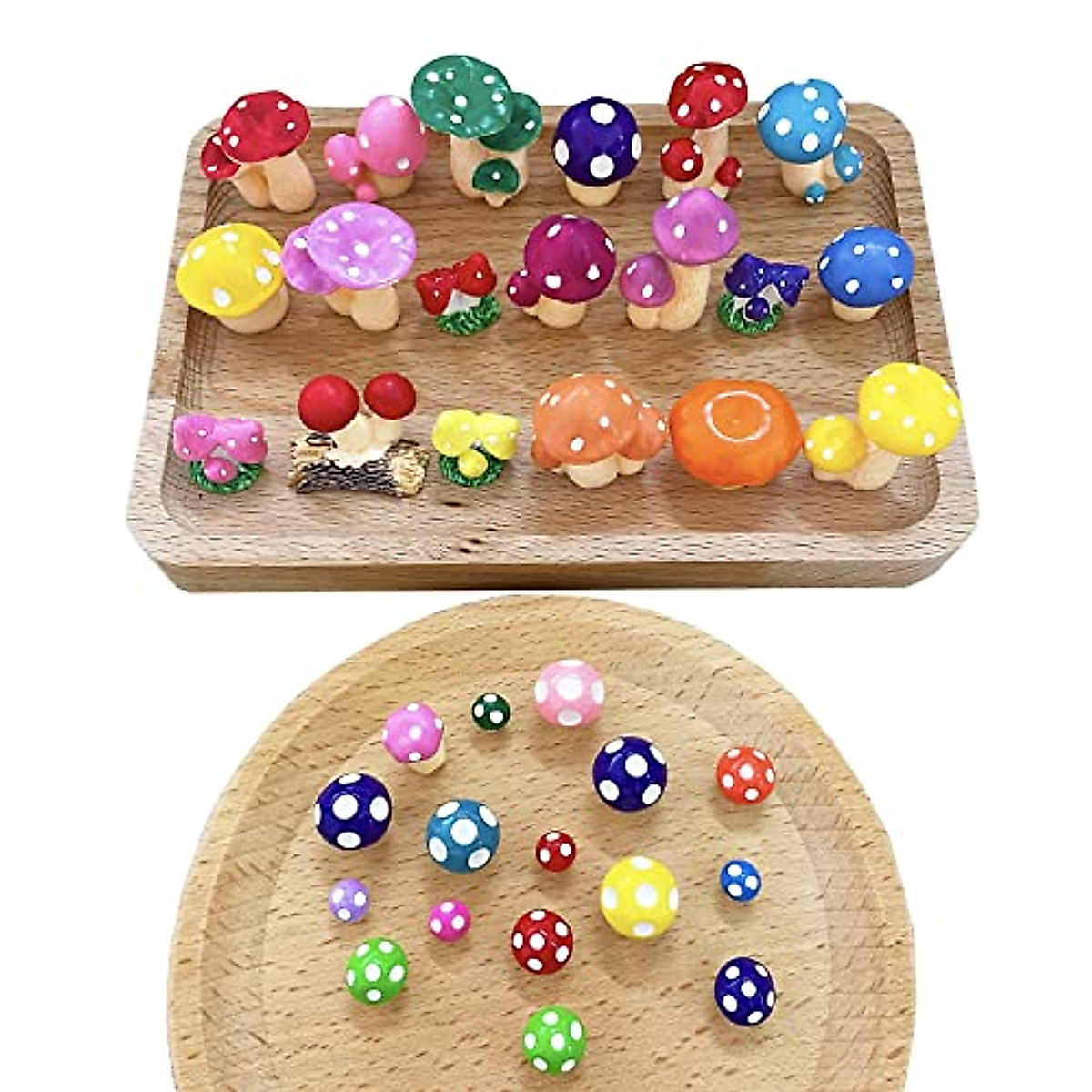 JKanruh 35 Pcs Miniature Resin Mushroom,Cute Mushrooms Fairy Garden Moss Landscape Ornaments for Outdoor Decoration,Home Décor,Cake Decoration,DIY Crafts