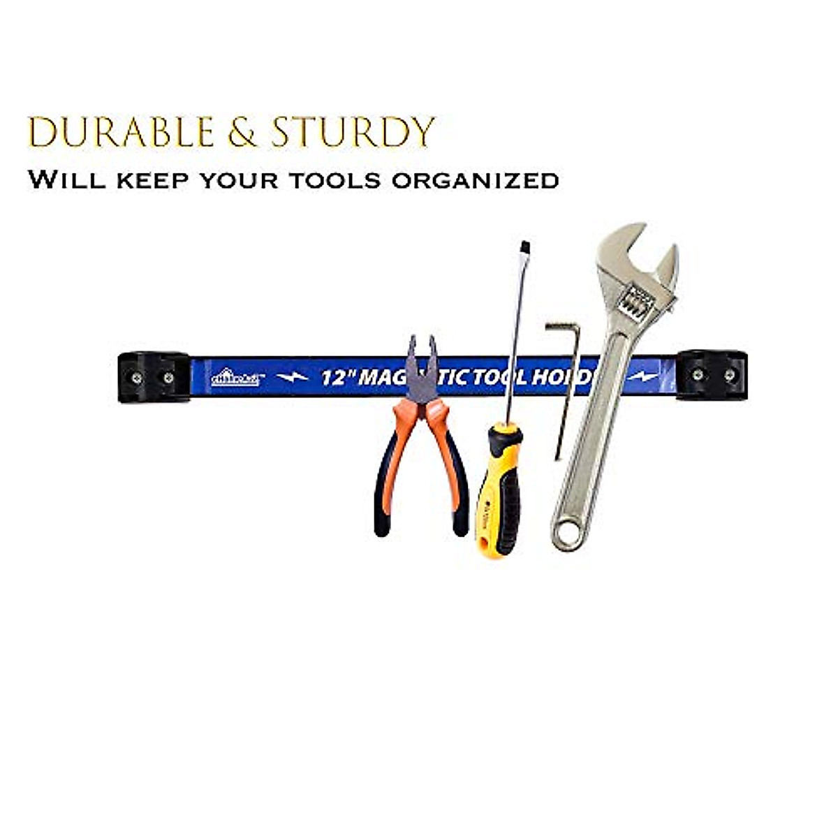 EHOMEA2Z Magnetic Tool Holder 4 Pack Heavy-Duty 12 Inch Rack, Magnetic Wrench Rack, Magnetic Strip for Walls, Garage Accessories, Shed and Shop Magnetic Organizer, Gifts for Men